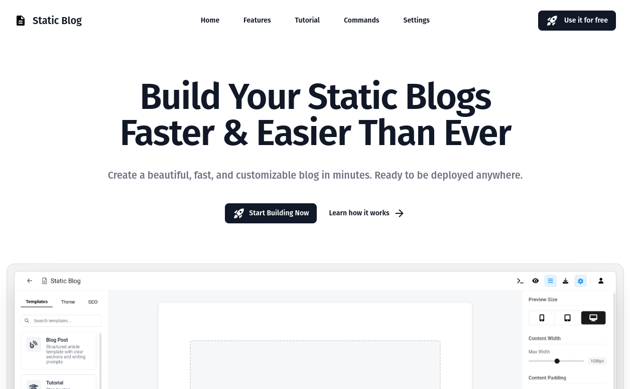 Static Blog - Landing Page